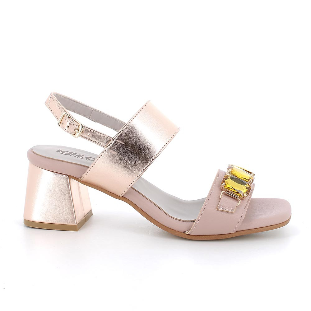 Sandali con tacco da donna cipria-rosa